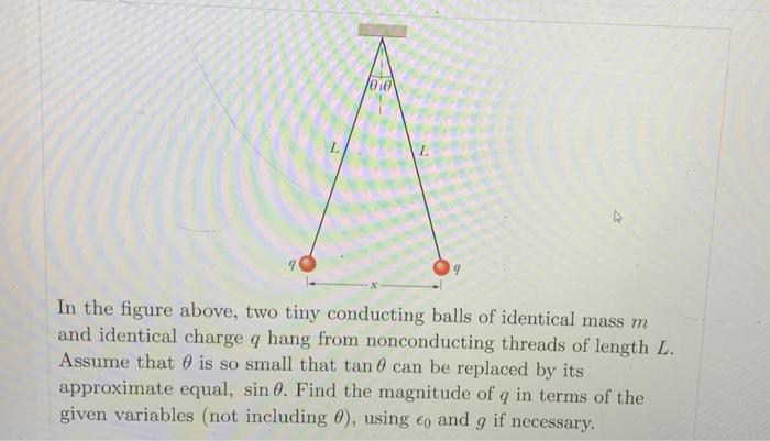 Solved leie In the figure above, two tiny conducting balls | Chegg.com