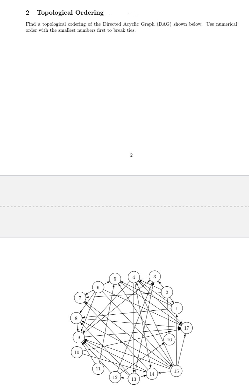 Solved 2 ﻿Topological OrderingFind a topological ordering of | Chegg.com