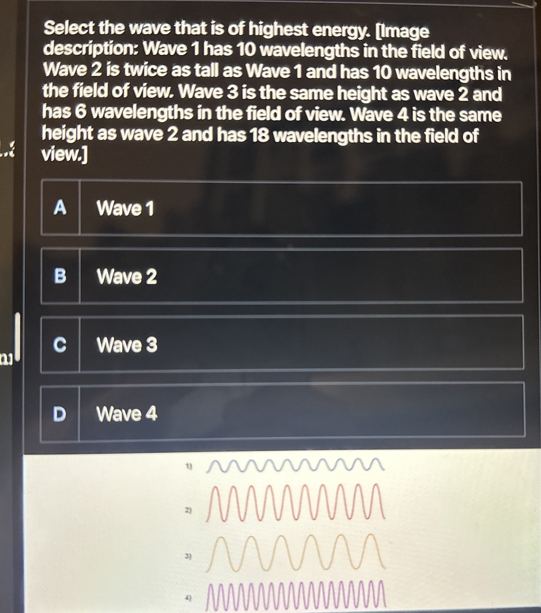 Solved Select the wave that is of highest energy. Ilmage | Chegg.com