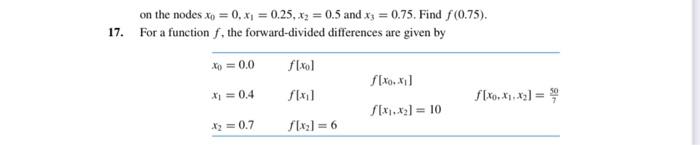 Solved on the nodes x0=0,x1=0.25,x2=0.5 and x3=0.75. Find | Chegg.com