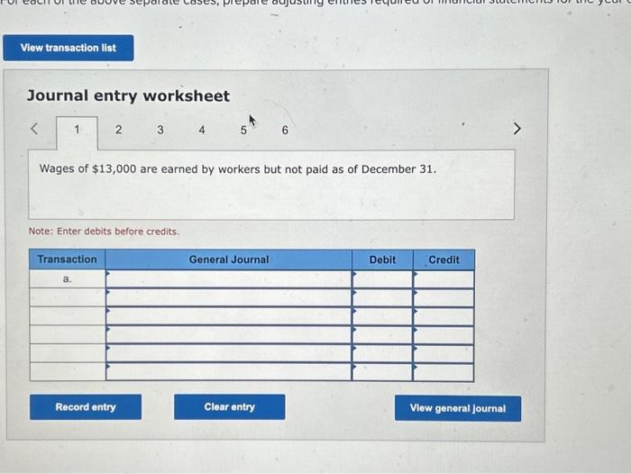 Solved Journal entry worksheet 6 The Prepaid Insurance | Chegg.com