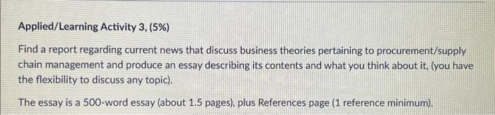 Solved Applied/Learning Activity 3, (5\%) Find a report | Chegg.com