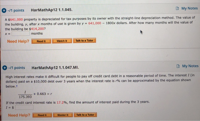 Solved D My Notes -/1 points HarMathAp12 1.1.045. A $641,000 | Chegg.com