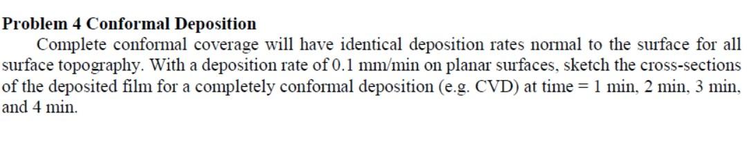 Solved Problem 4 Conformal Deposition Complete conformal | Chegg.com