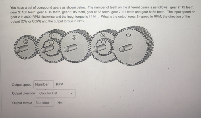 Solved You have a set of compound gears as shown below. The | Chegg.com