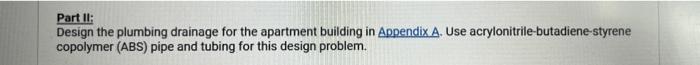 Solved Part II: Design the plumbing drainage for the | Chegg.com