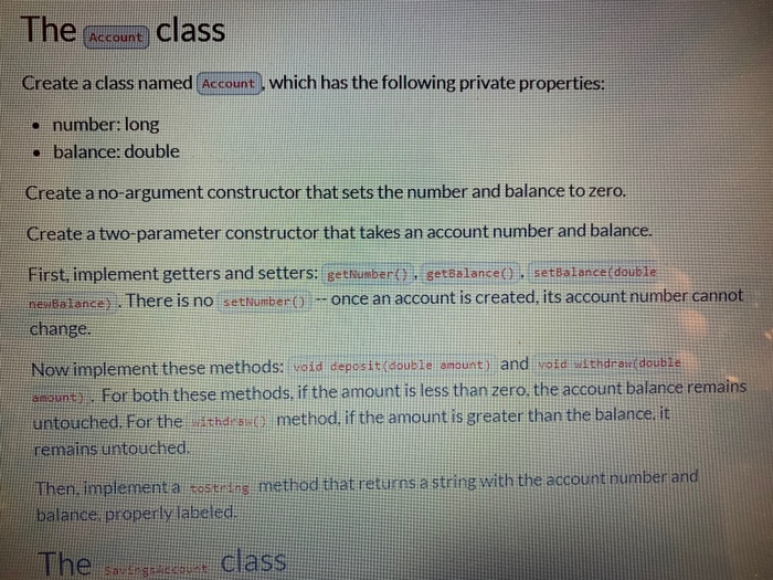 Solved The Account class Create a class named Accountwhich | Chegg.com