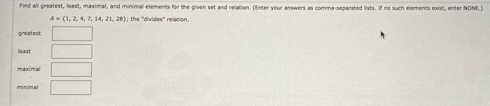 Solved Find all greatest, least, maximal, and minimal | Chegg.com