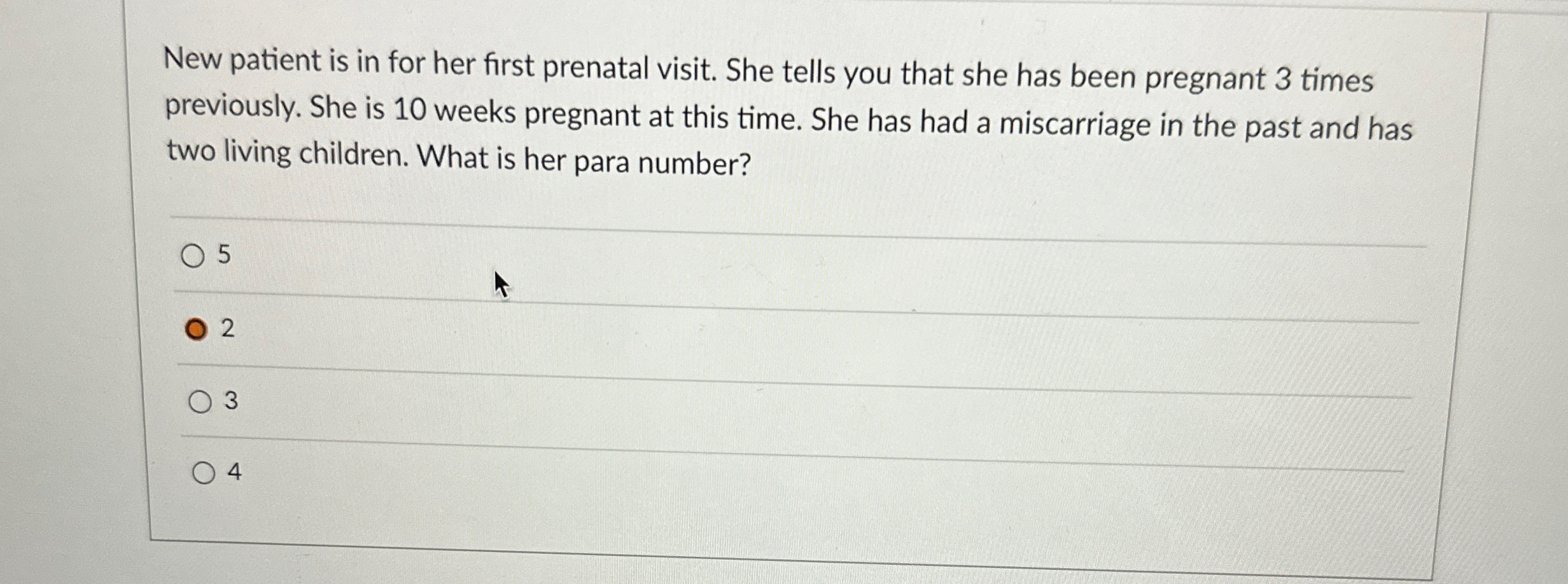 Solved New patient is in for her first prenatal visit. She | Chegg.com