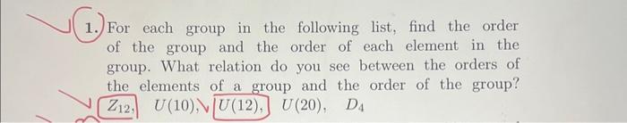 Solved please solve the equation 1 ( Z12 and U(12) ) | Chegg.com