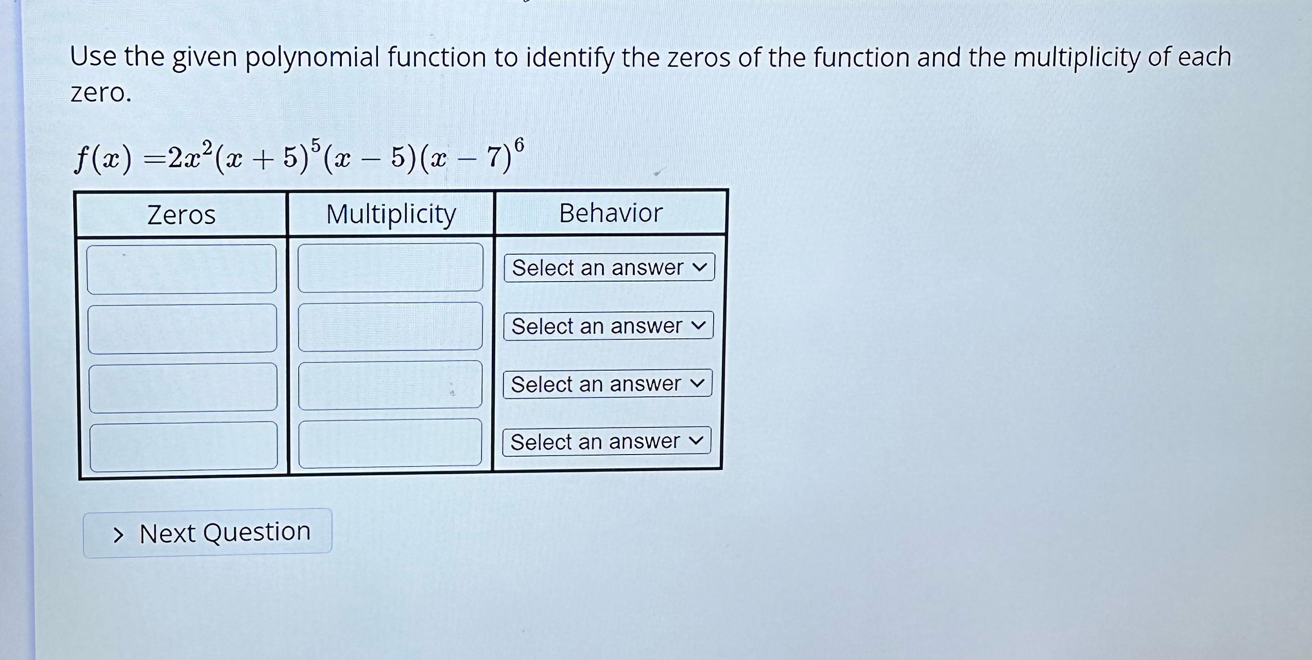 Solved Use the given polynomial function to identify the | Chegg.com