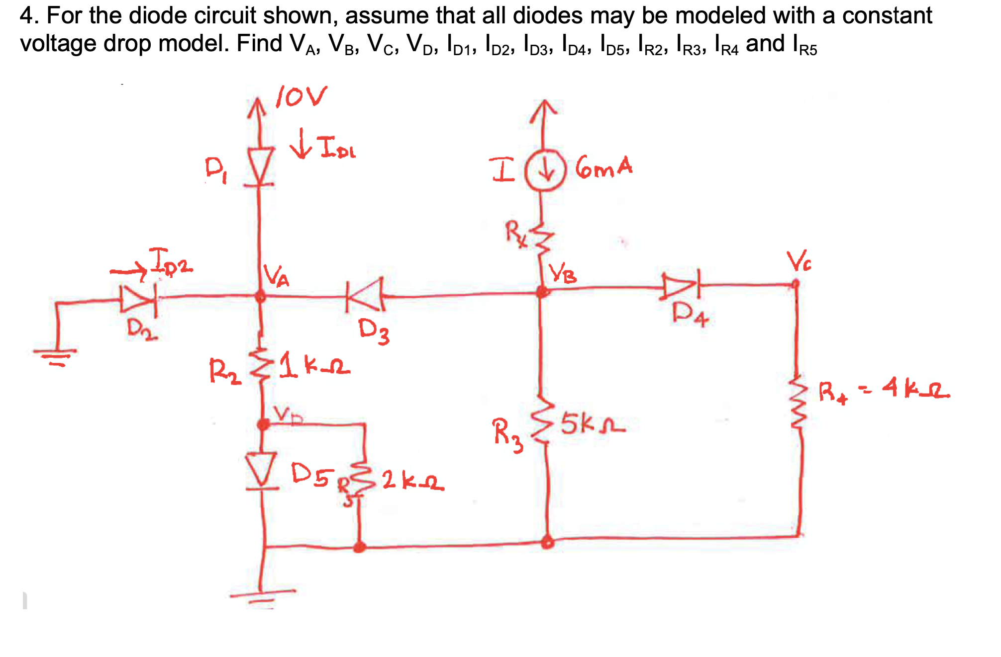 Solved For the diode circuit shown, assume that all diodes | Chegg.com