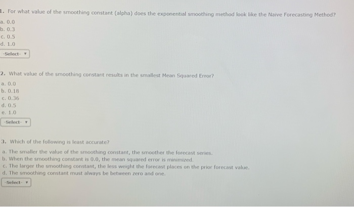 Solved Exponential Smoothing Conceptual Overview: Explore | Chegg.com