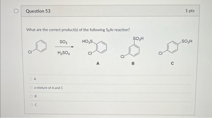 Solved What are the correct product(s) of the following SEAr | Chegg.com