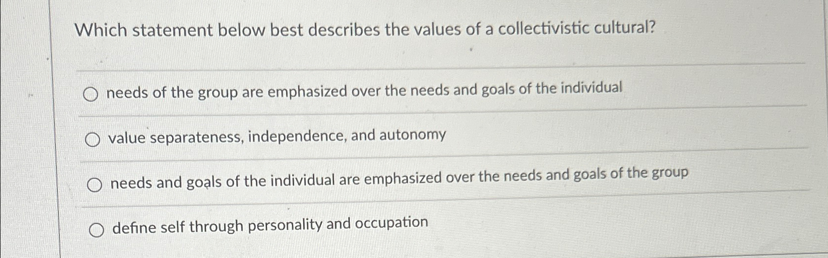 Solved Which statement below best describes the values of a | Chegg.com