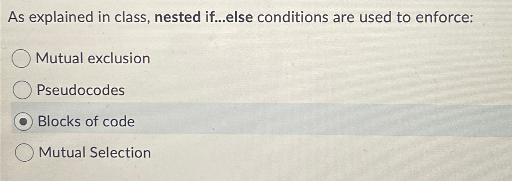 Solved As explained in class, nested if...else conditions | Chegg.com