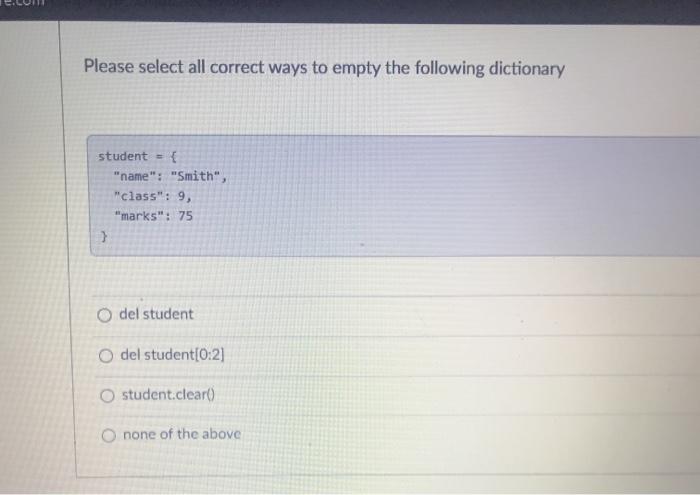 Solved What is the output of the following sampleDict dict( | Chegg.com