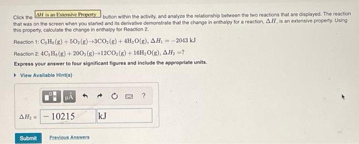 Solved Click the AH is an Extensive Property button within | Chegg.com