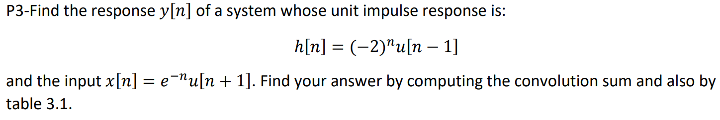 Solved P3-Find the response y[n] ﻿of a system whose unit | Chegg.com