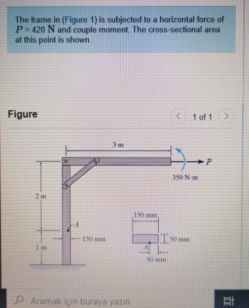 Solved The frame in (Figure 1) is subjected to a horizontal | Chegg.com