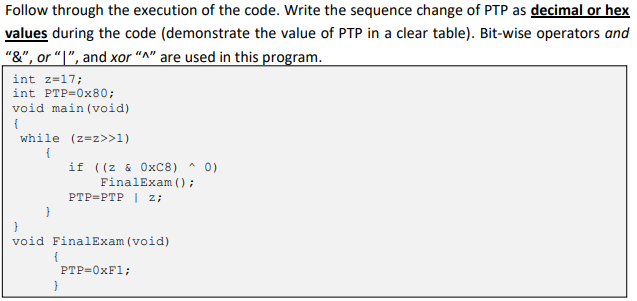 Solved Follow through the execution of the code. Write the | Chegg.com