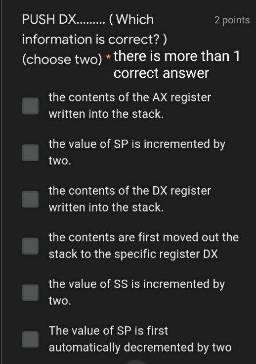 Solved PUSH DX........ (Which 2 points information is | Chegg.com