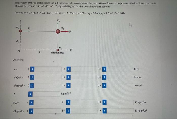 Solved The system of three particles has the indicated | Chegg.com