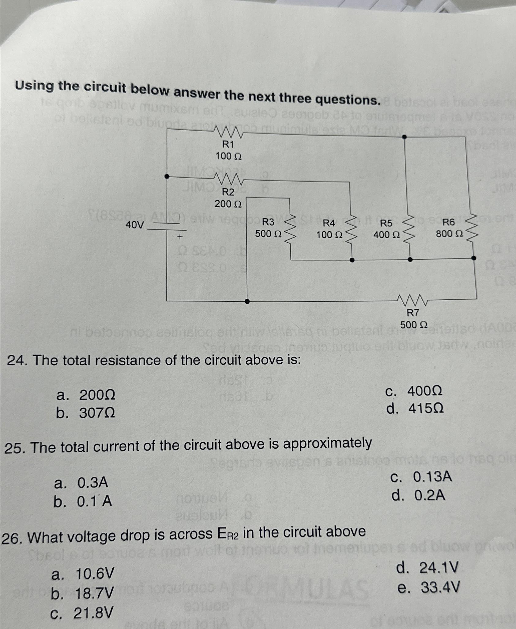 Solved Using the circuit below answer the next three | Chegg.com