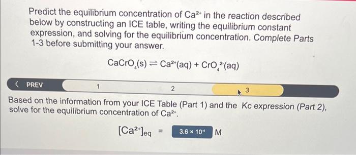 Solved Predict the equilibrium concentration of Ca2+ in the | Chegg.com
