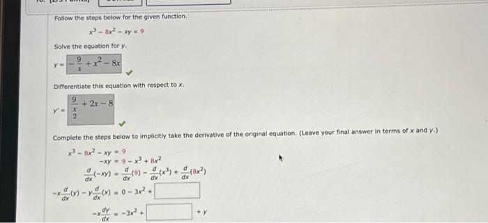 Solved Follow the steps below for the given function. | Chegg.com