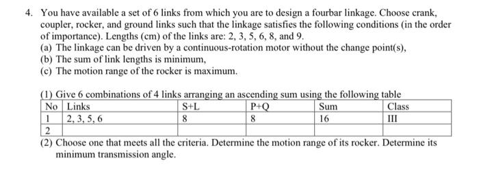 Solved You have available a set of 6 links from which you | Chegg.com