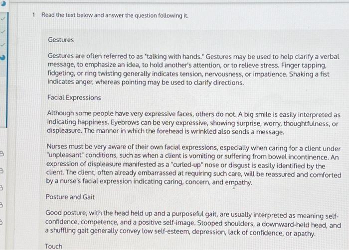 Solved 1 Read the text below and answer the question | Chegg.com