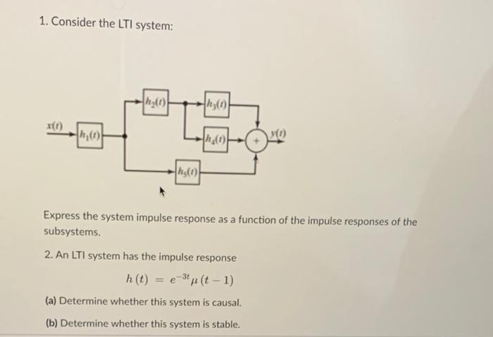 Solved 1. Consider the LTI system: Express the system | Chegg.com