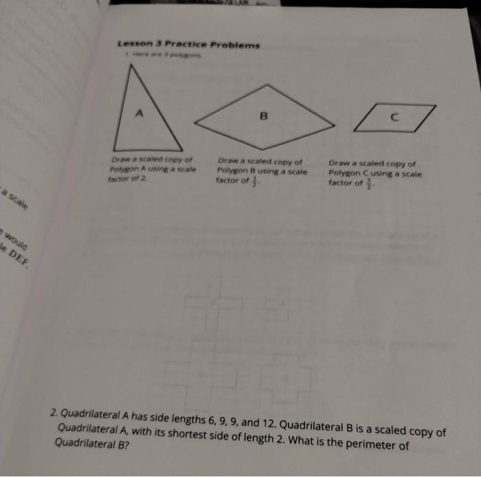 Solved Lesson 3 Practice Problems 2. Quadrilateral A has | Chegg.com
