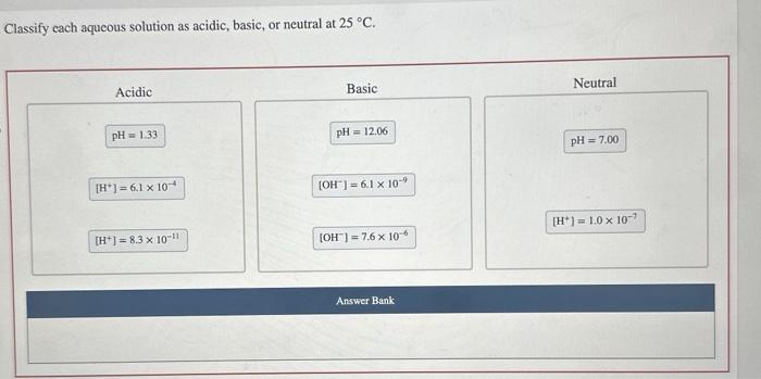Solved classify each aqueous solution as acidic, basic or | Chegg.com