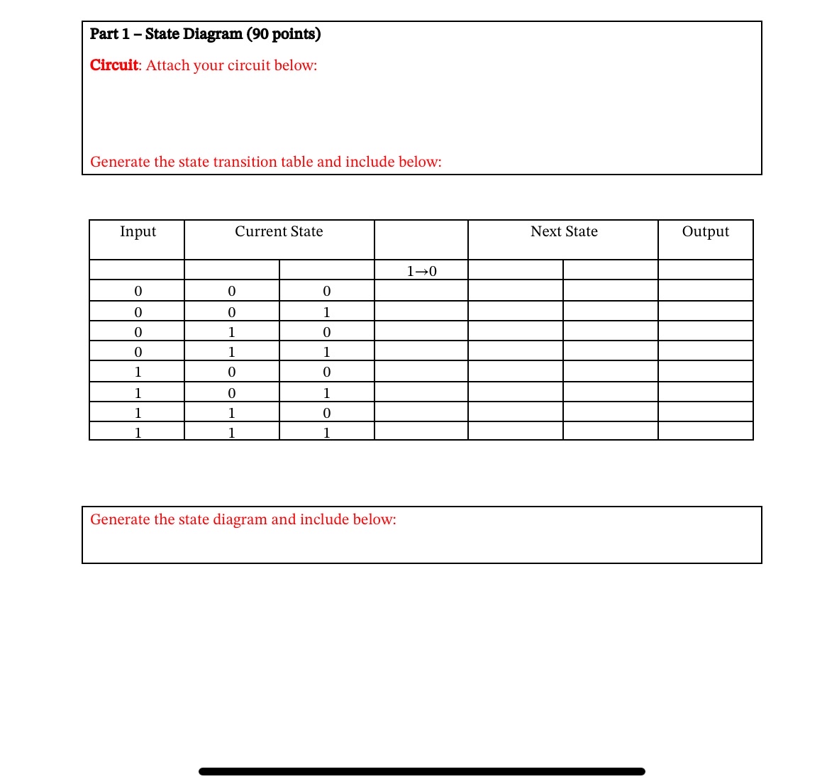 Part 1 - State Diagram (90 points)Circuit: Attach | Chegg.com Part 1 - State Diagram (90 points)Circuit: Attach | Chegg.com