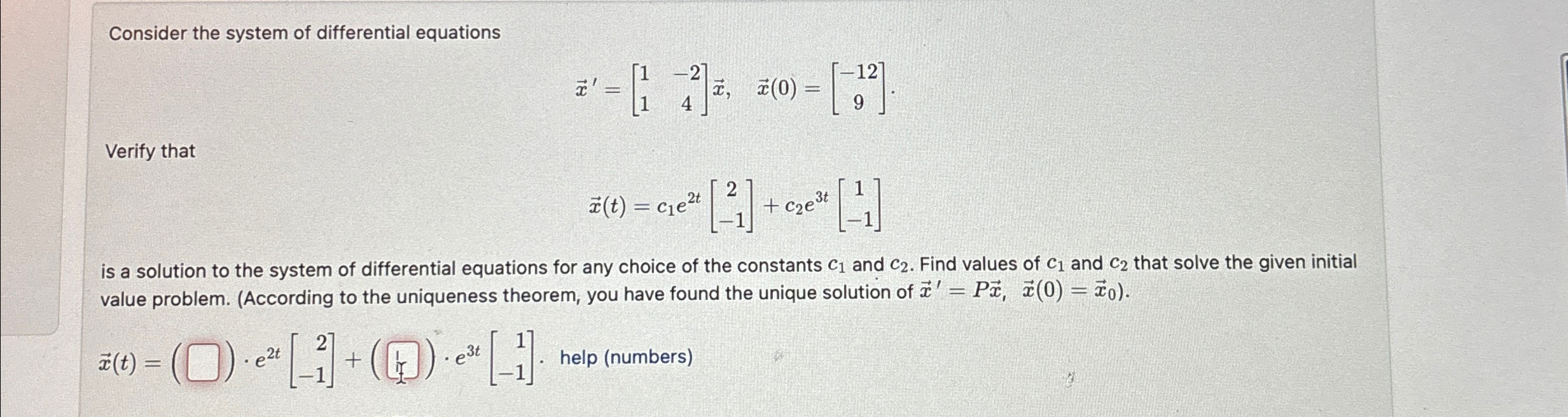 Solved Consider the system of differential | Chegg.com