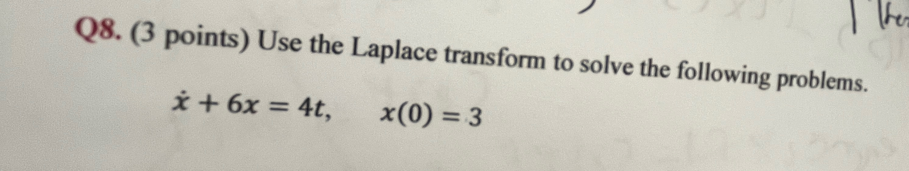 Solved Q8. (3 ﻿points) ﻿Use the Laplace transform to solve | Chegg.com