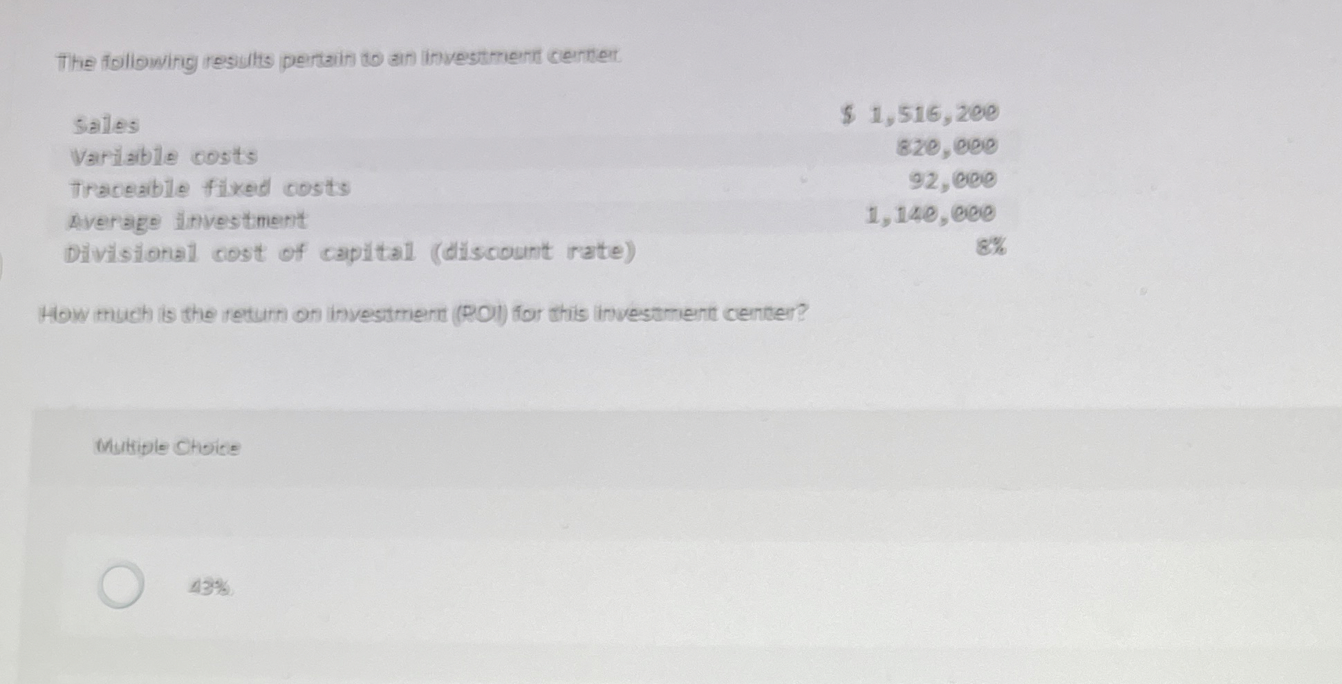 Solved The following results pertain to an investment | Chegg.com