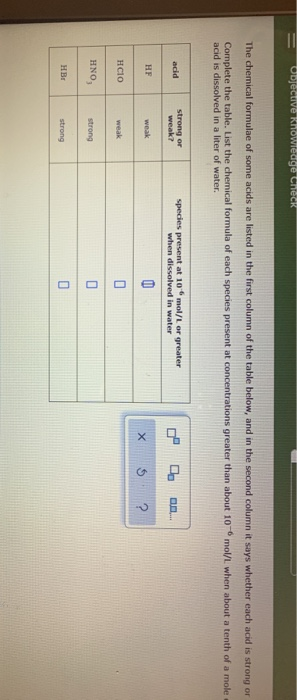 Solved Objective Knowledge Check The chemical formulae of | Chegg.com