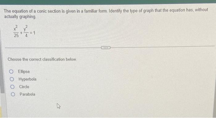 Solved The equation of a conic section is given in a | Chegg.com