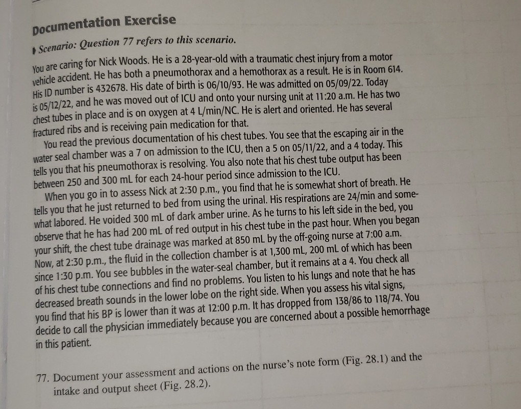 Solved Documentation Exercise Scenario: Question 77 refers | Chegg.com