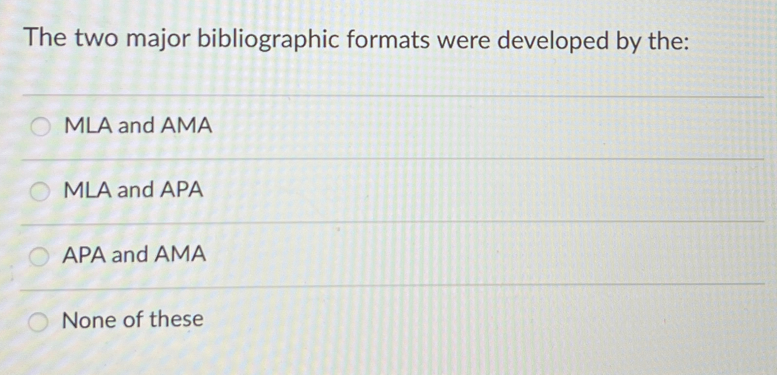 Solved The two major bibliographic formats were developed by | Chegg.com