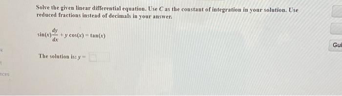 Solved Solve the given linear differential equation. Use C | Chegg.com