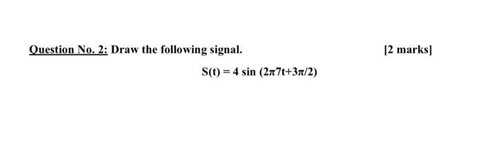 Solved Question No. 2: Draw the following signal. [2 marks] | Chegg.com