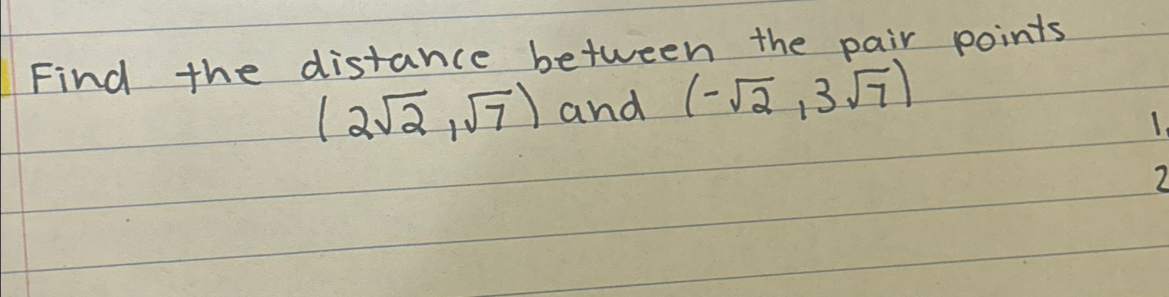 Solved Find the distance between the pair points (222,72) | Chegg.com
