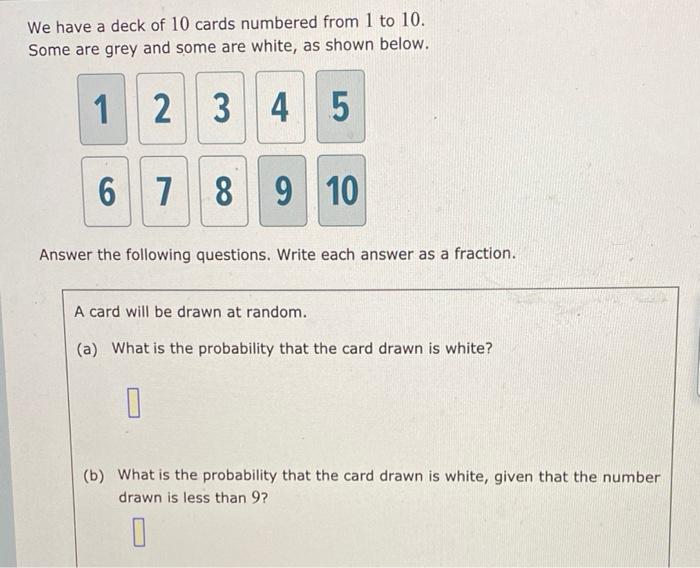 Solved We have a deck of 10 cards numbered from 1 to 10. | Chegg.com