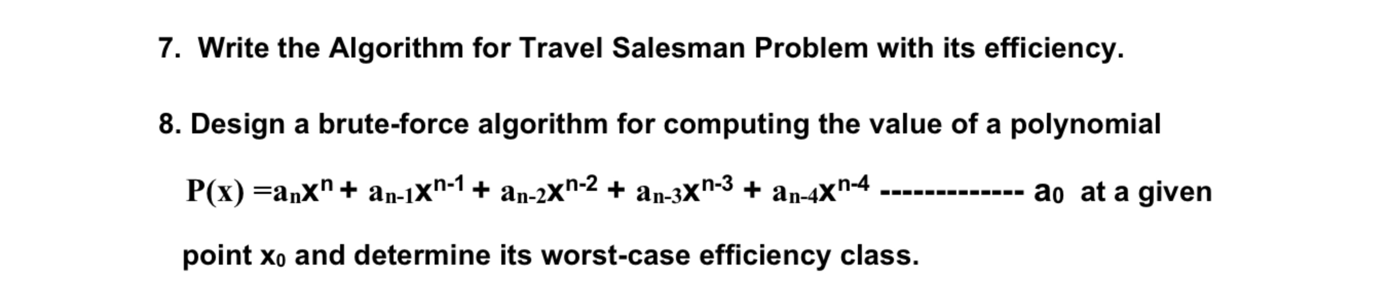 Solved Write the Algorithm for Travel Salesman Problem with | Chegg.com