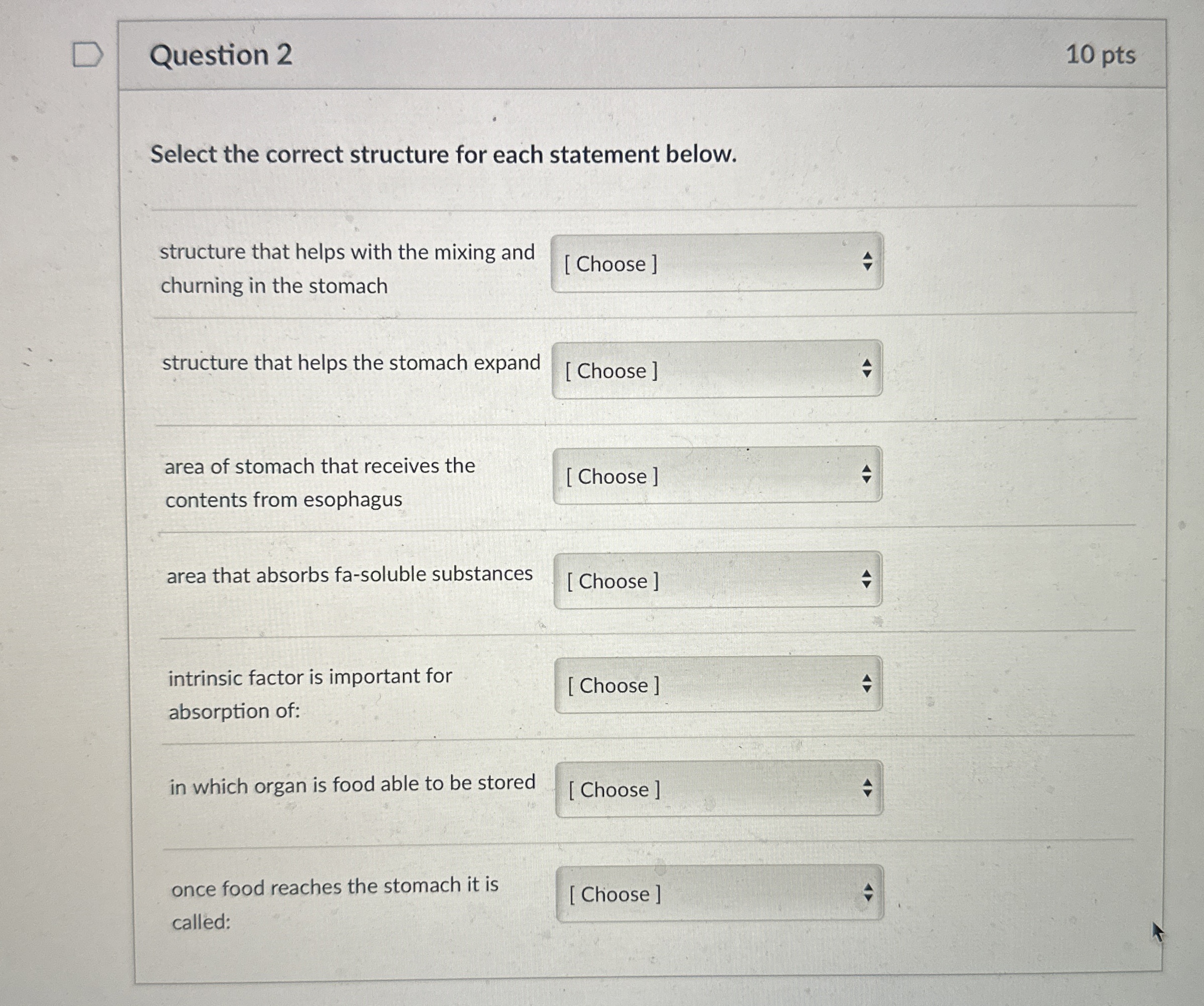 Solved Question 210 ﻿ptsSelect the correct structure for | Chegg.com