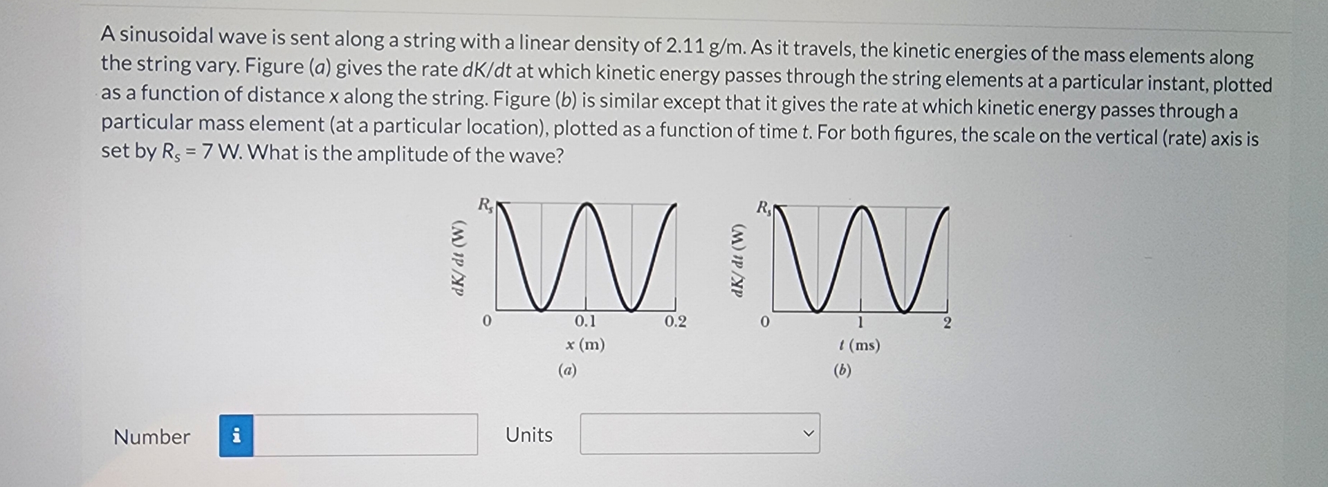 Solved A sinusoidal wave is sent along a string with a | Chegg.com
